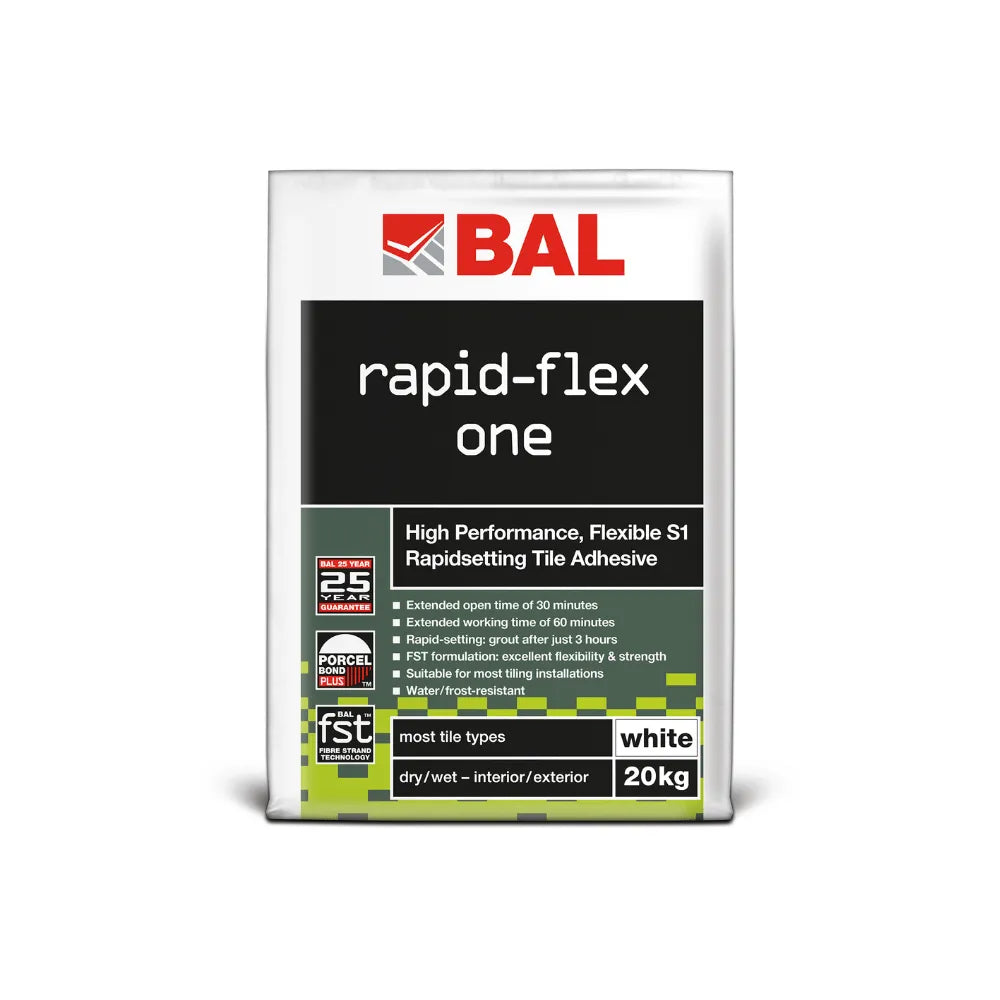 BAL Rapid-Flex One Tile Adhesive White - 20kg | Lowest Price